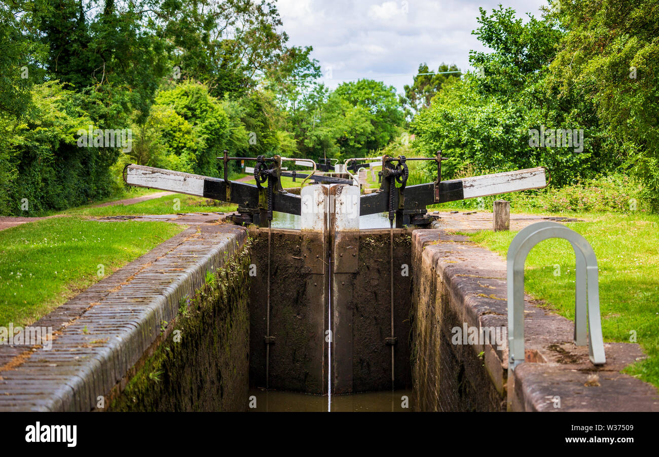 The interior of a lock and gate on the Tardebigge Locks, Worcester and ...