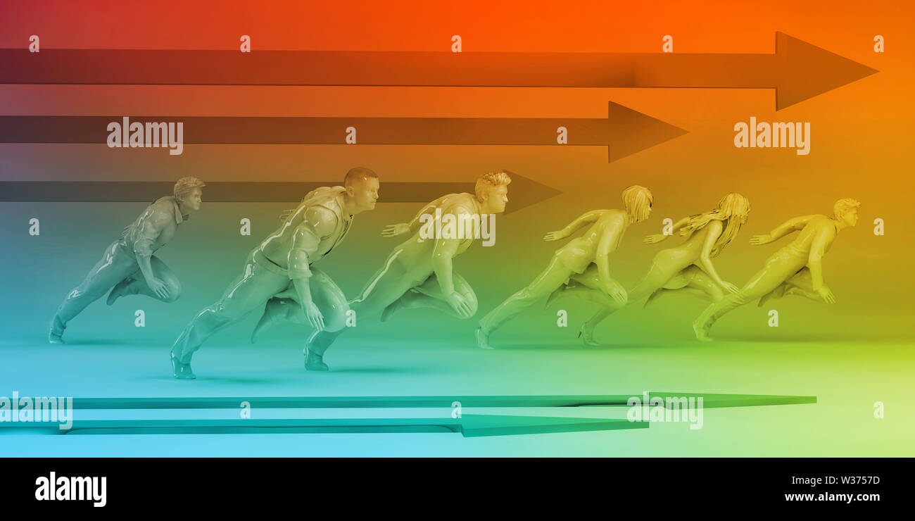 Management Strategy with Business People Running Together Stock Photo ...