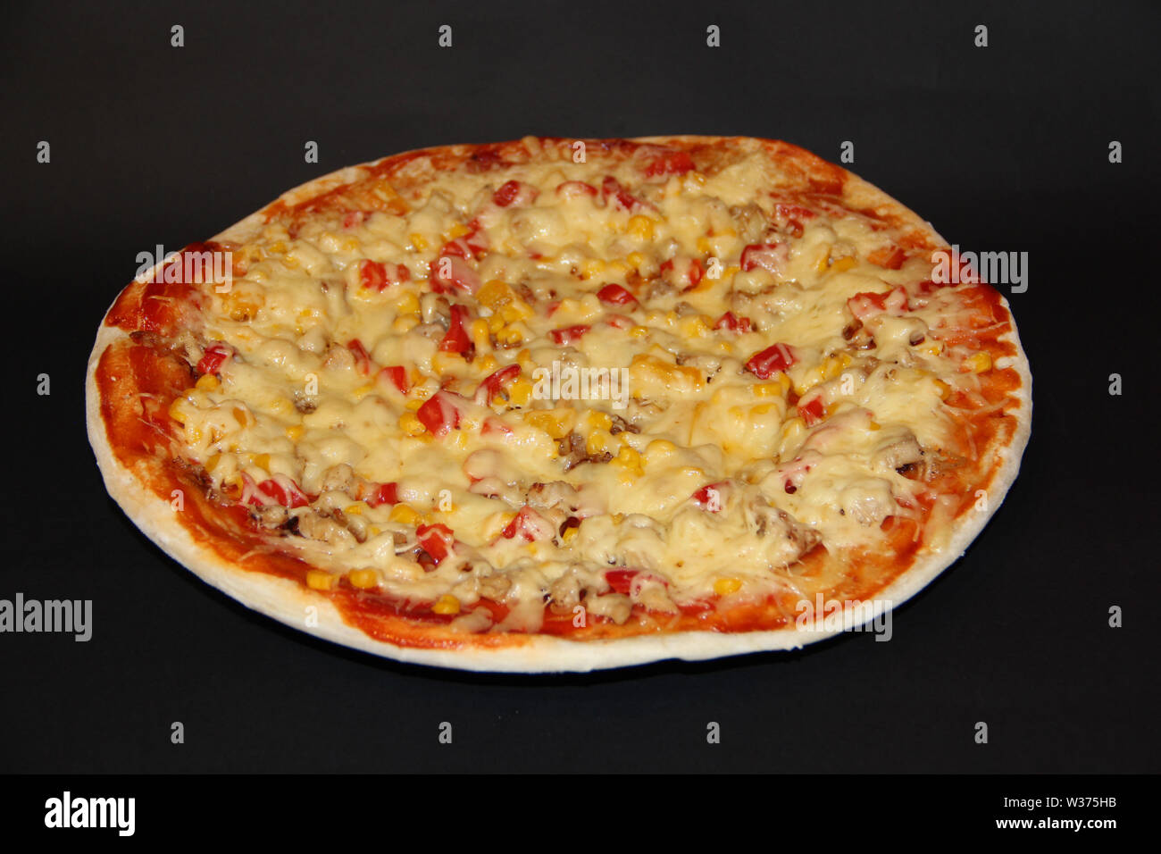 Slices of fresh appetizing pizza with delicious ingredients on colorful ...