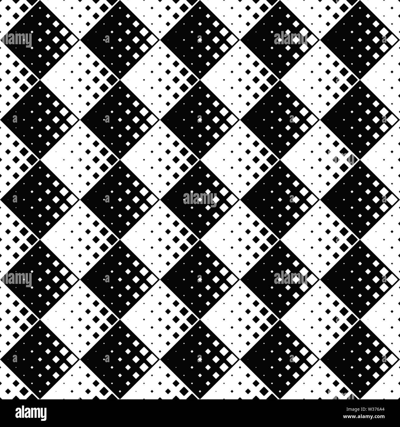 Geometrical square pattern background - abstract black and white vector design from rounded ...