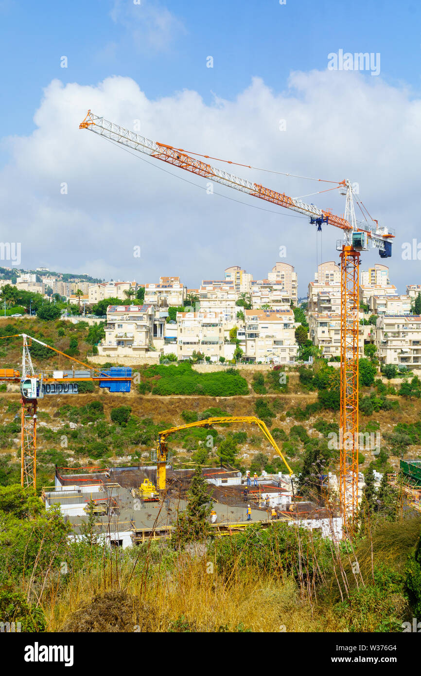 Haifa, Israel - July 12, 2019: Construction site of apartment buildings ...