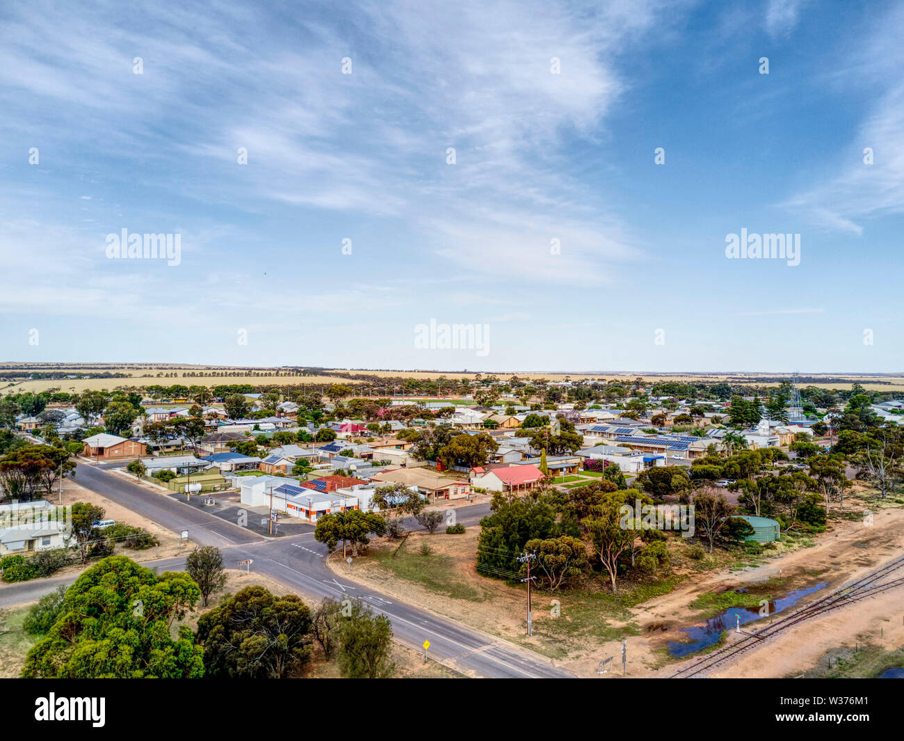 Aerial of the agricultural service village of Wudinna Eyre Peninsula ...
