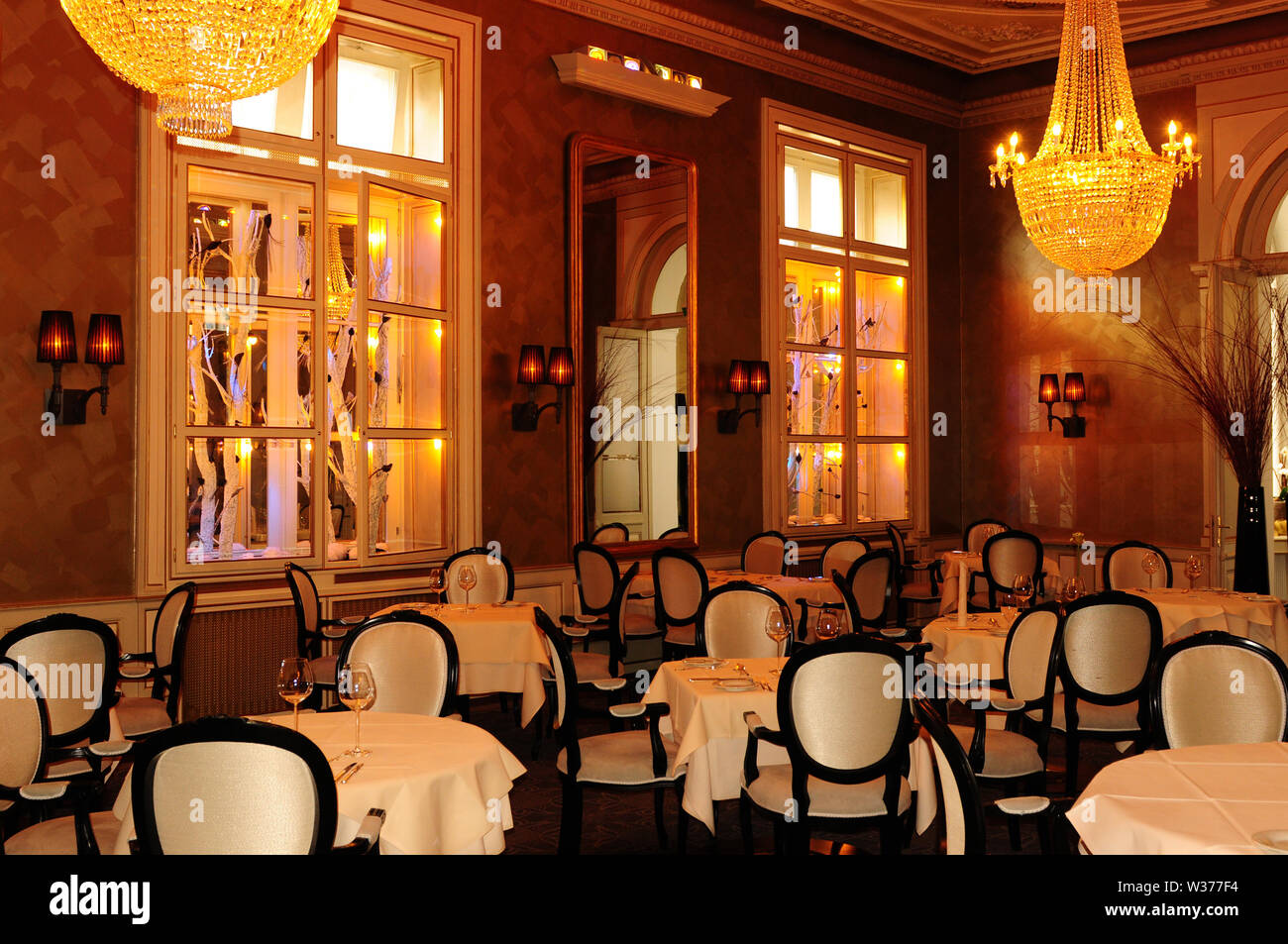 The interior design of the Gourmet Restaurant Cadoro in the Kempinski ...