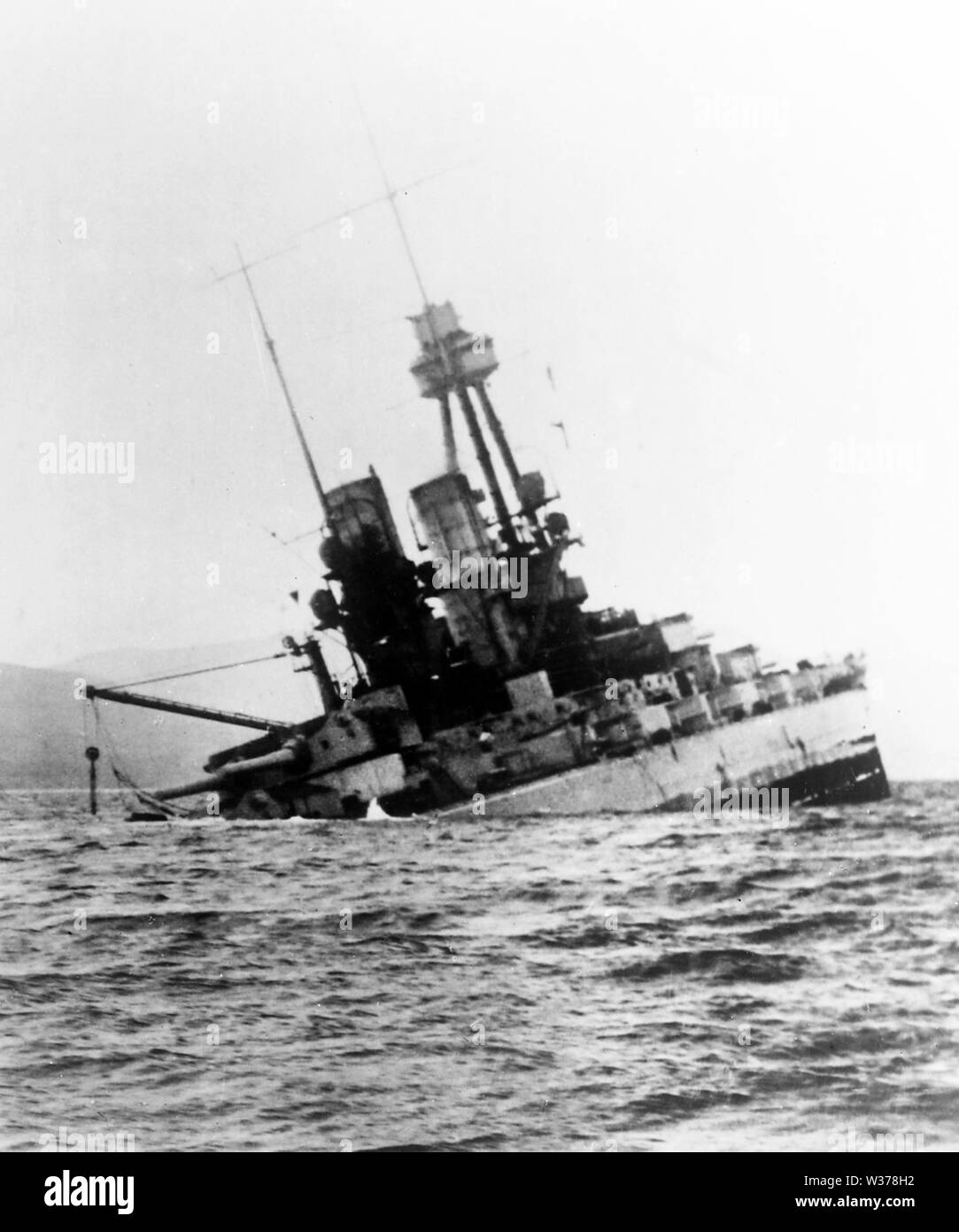 Scapa Flow, Battle ship Bayern sinking on 21st June 1919 Stock Photo ...