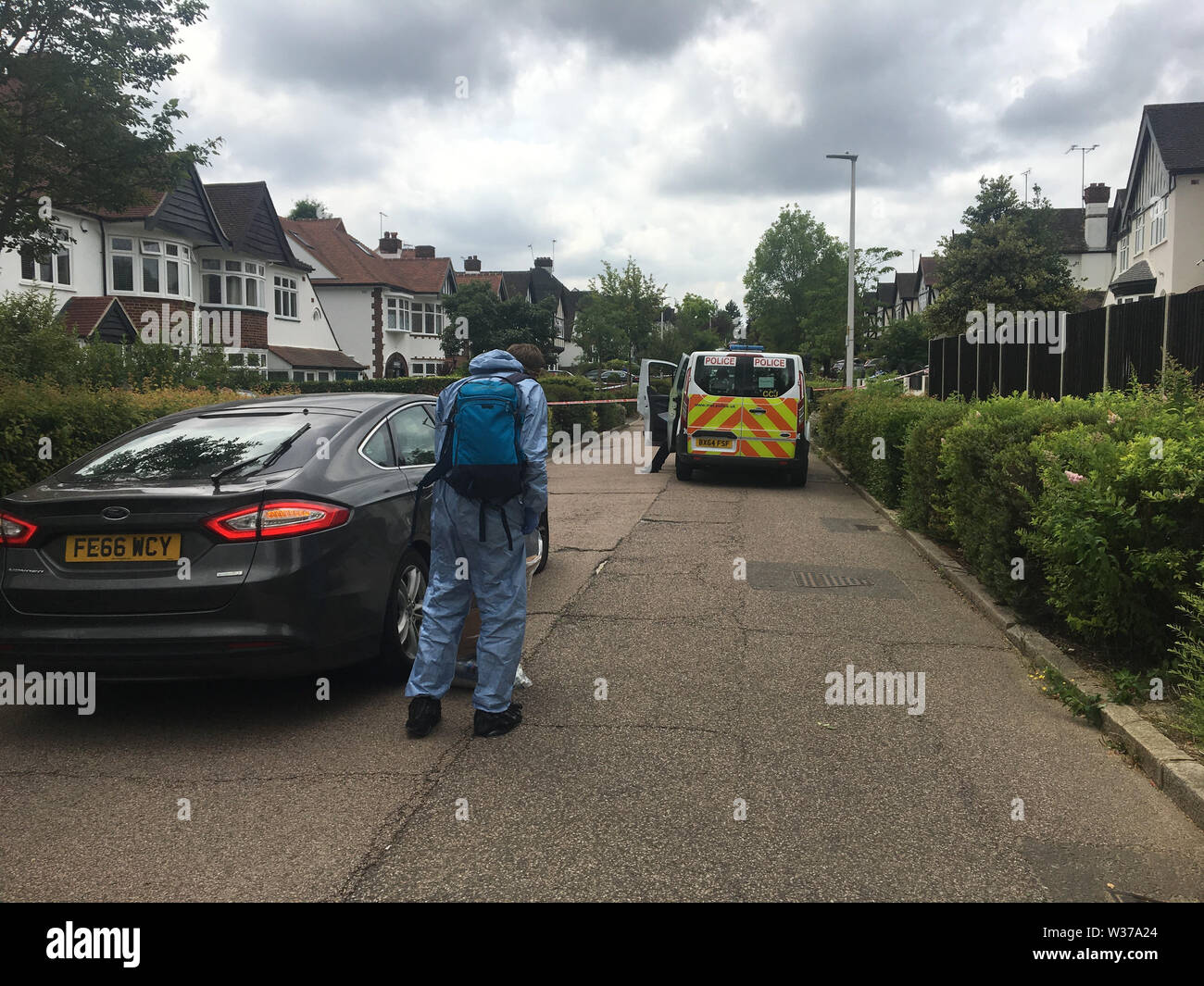 Forensics arrive at the scene on Malvern Drive in Woodford Green, north ...