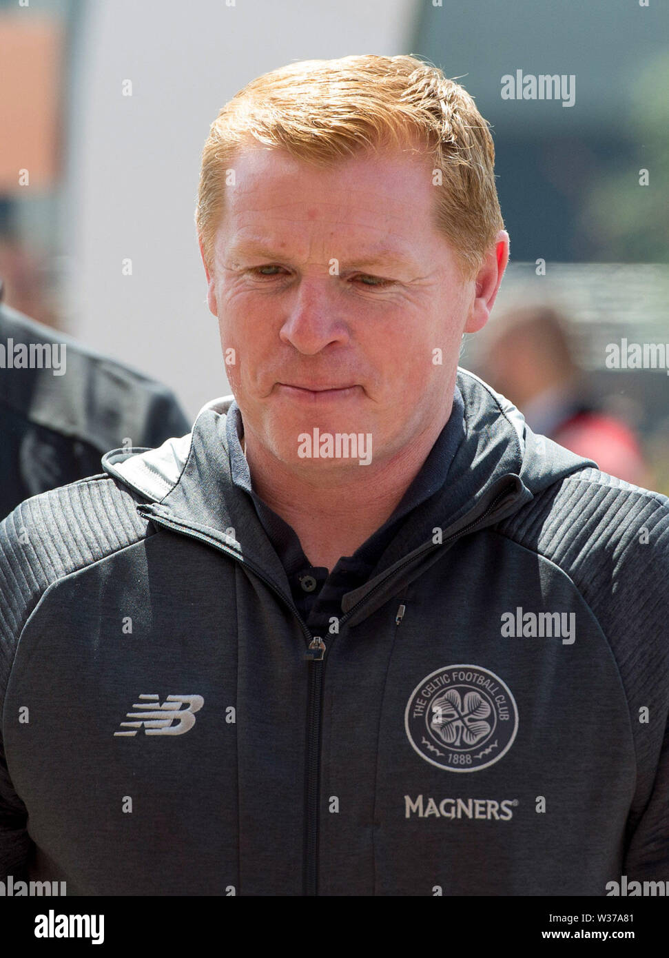 Celtic manager Neil Lennon arrives before the pre-season friendly match ...