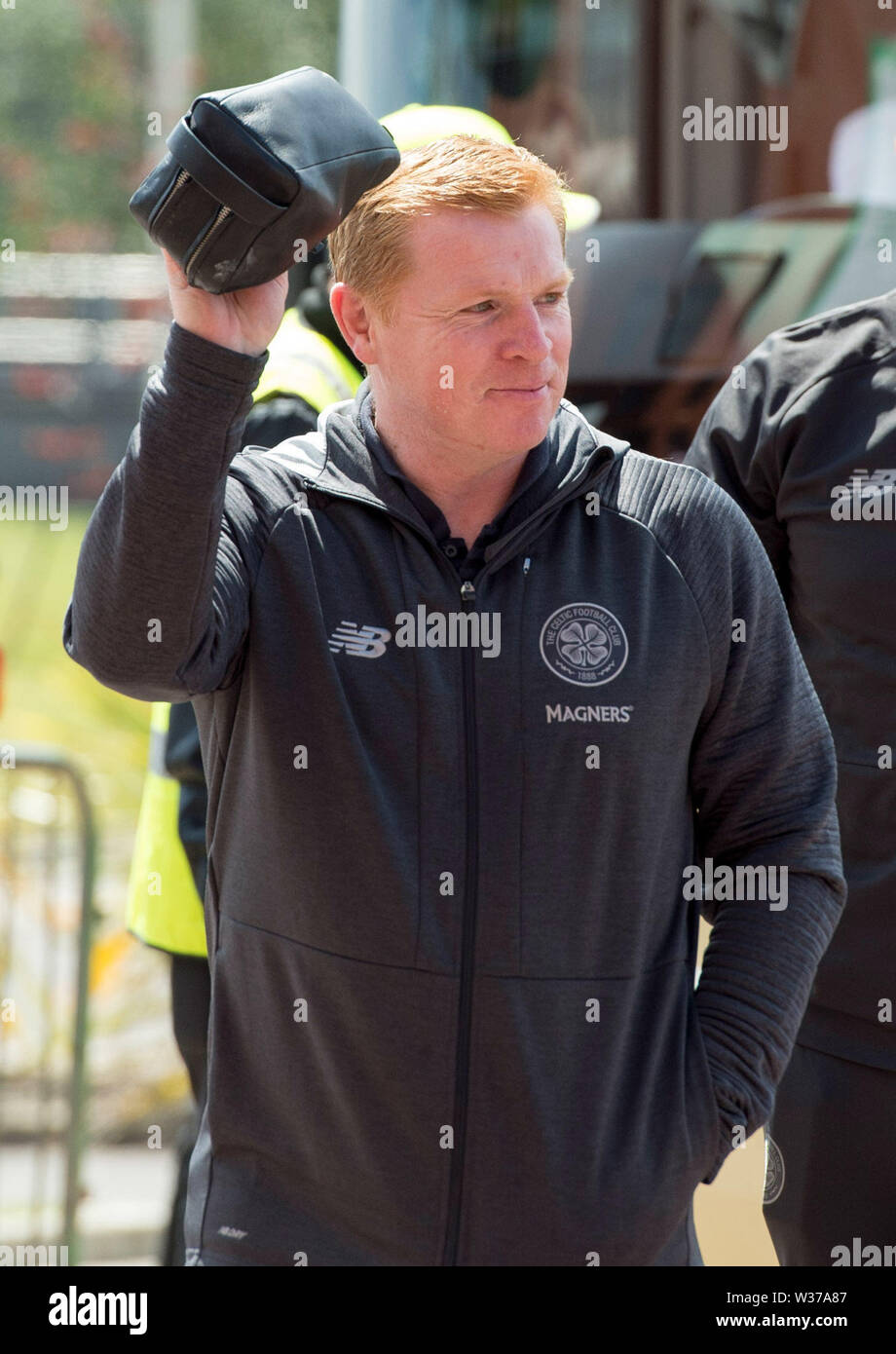 Celtic manager Neil Lennon arrives before the pre-season friendly match ...