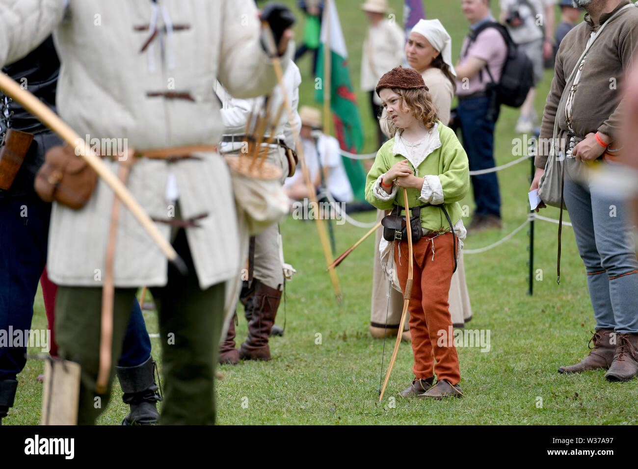 A young medieval re-enactor during the Tewkesbury Medieval Festival at ...