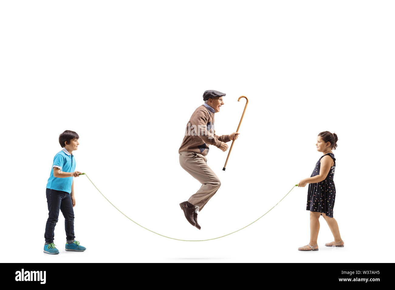 Boy jumping profile Cut Out Stock Images & Pictures - Alamy
