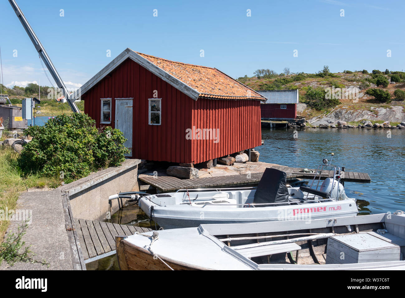 Koster, Sweden - July 12, 2019: View of an old fishing hut in Koster in ...