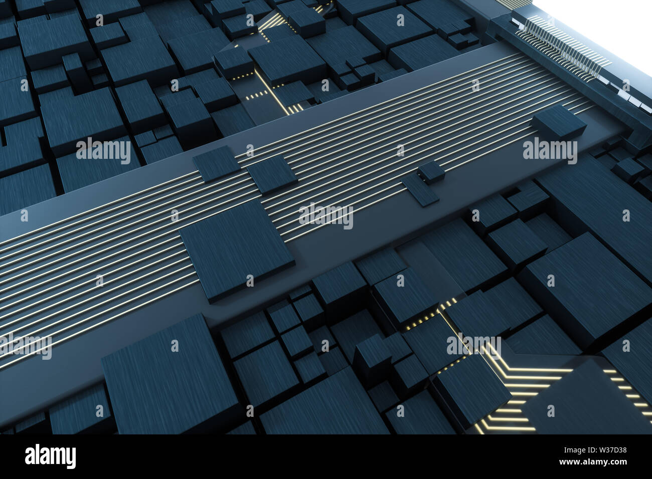 Circuit board and electronic lines background, 3d rendering. Computer ...