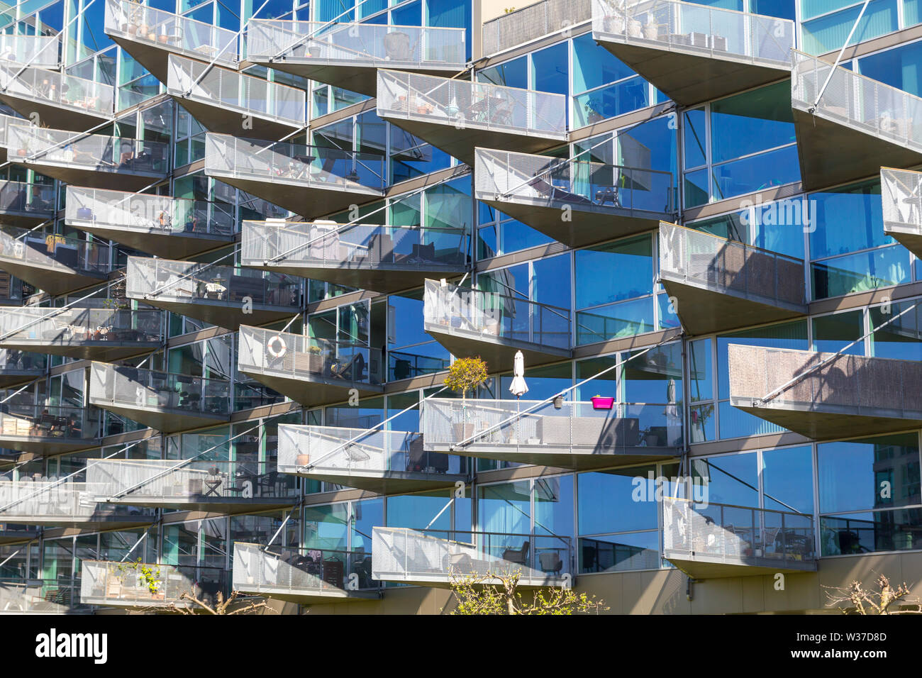 Modern architecture building in Orestad, Copenhagen, with triangular ...