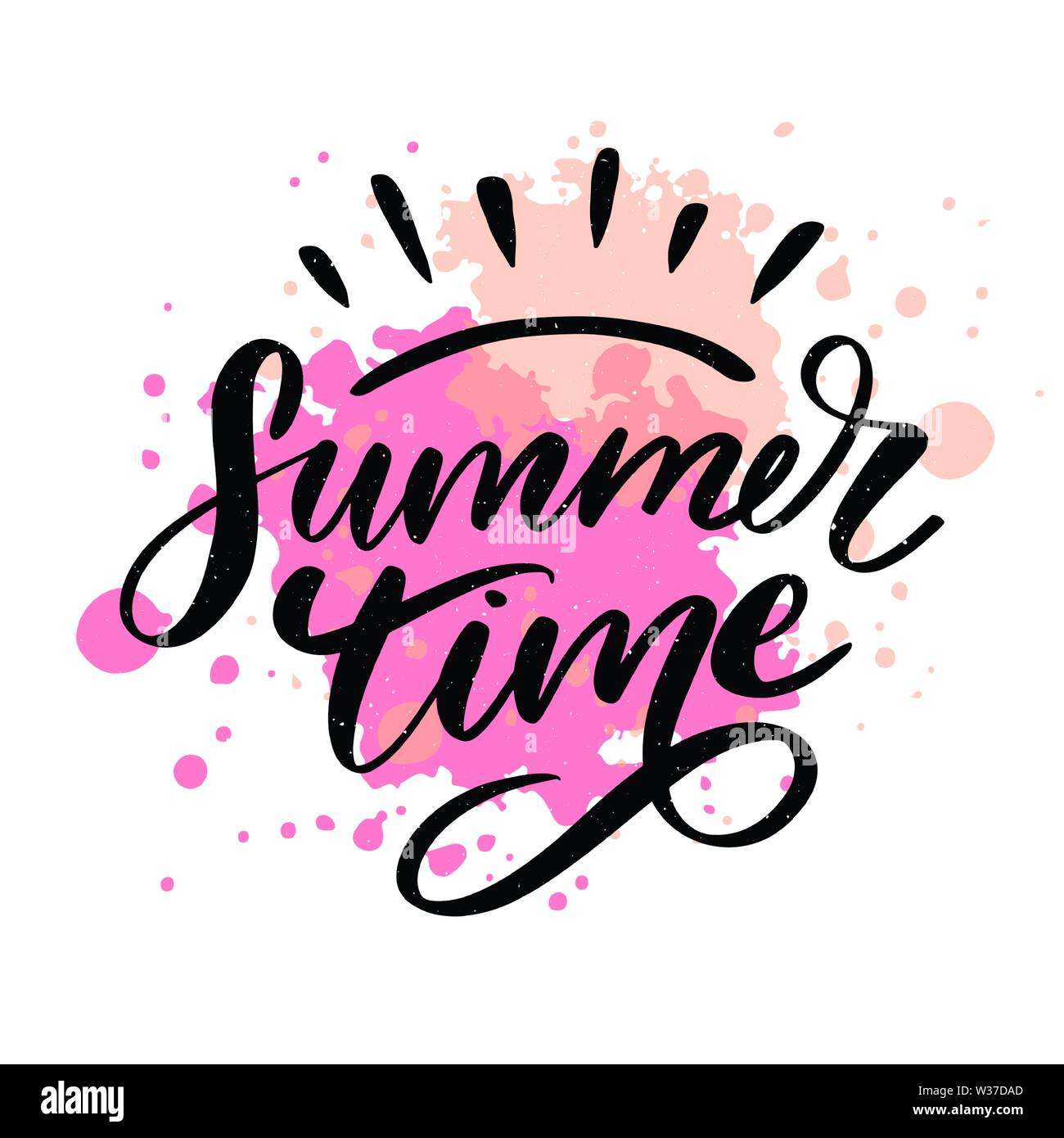 Summer time vector text lettering calligraphy letters black Stock ...