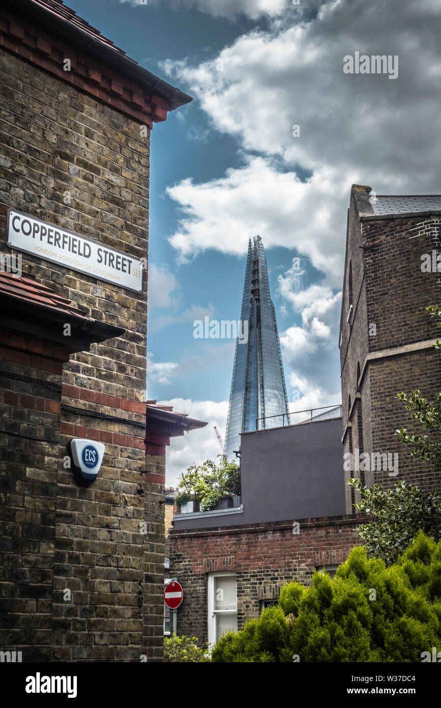 The Shard as seen from some terraced houses on Copperfield Street ...