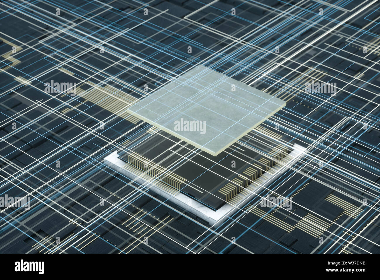 Circuit board and electronic lines background, 3d rendering. Computer ...