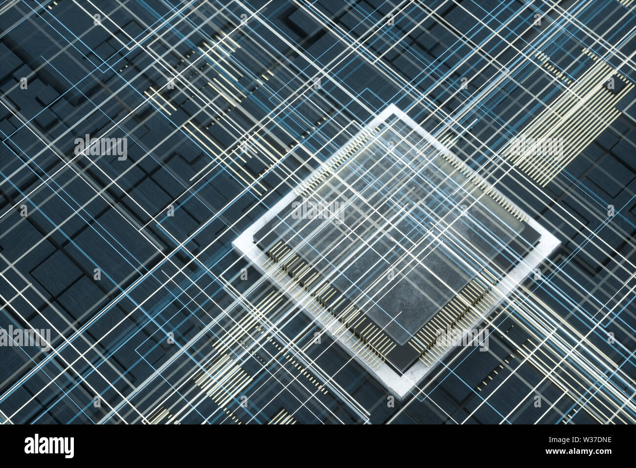 Circuit board and electronic lines background, 3d rendering. Computer ...