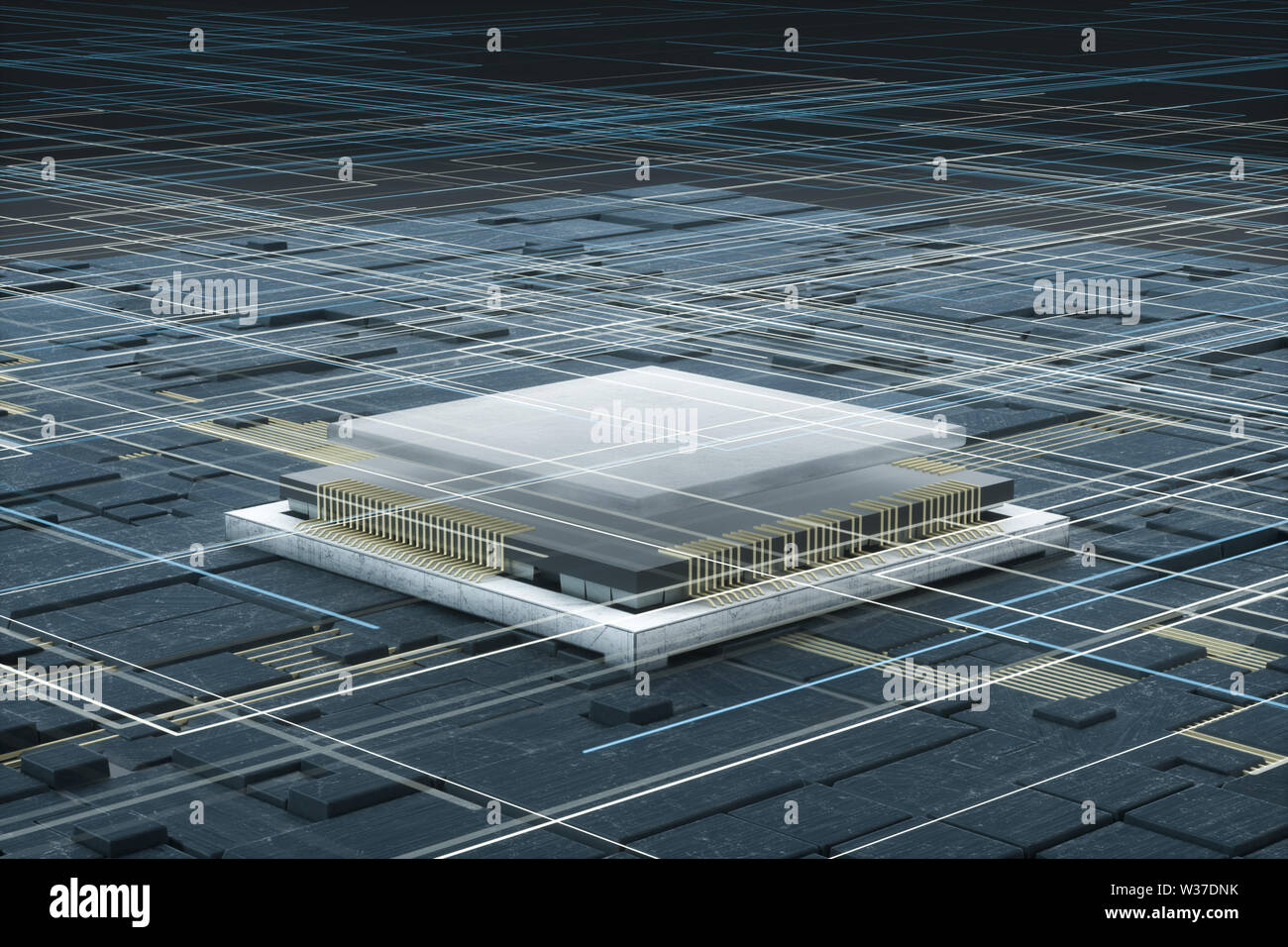 Circuit board and electronic lines background, 3d rendering. Computer ...