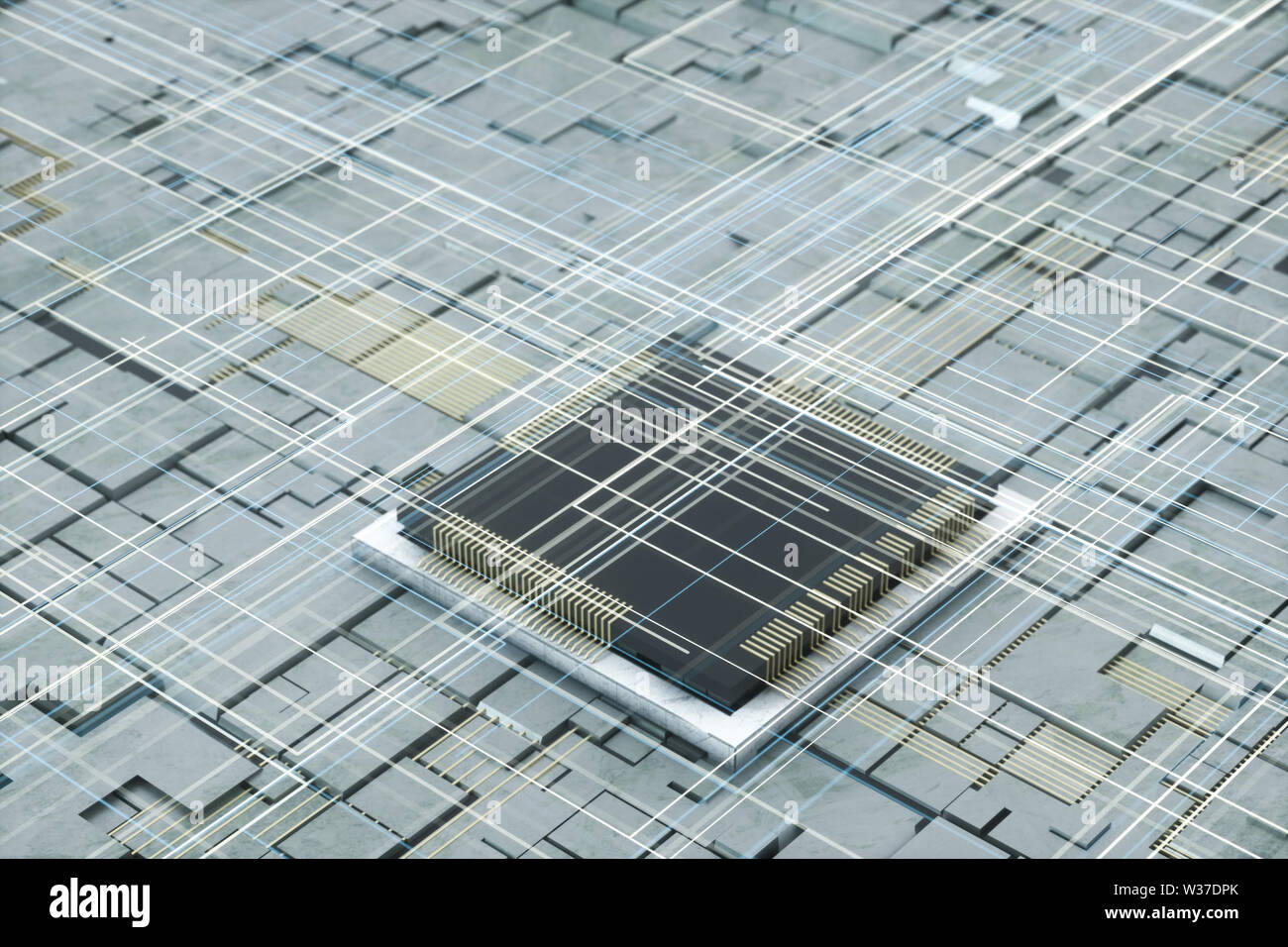 Circuit board and electronic lines background, 3d rendering. Computer ...