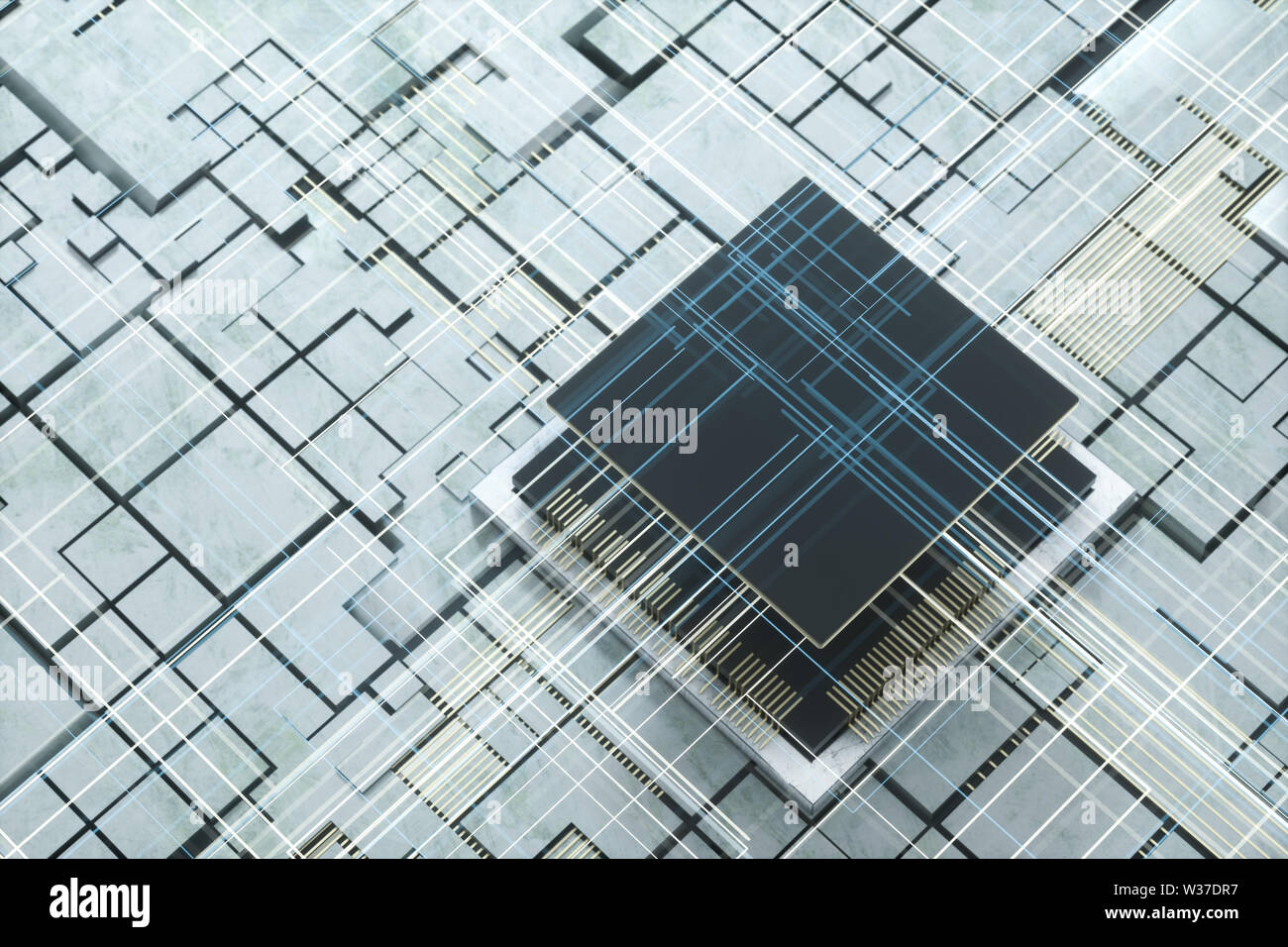 Circuit board and electronic lines background, 3d rendering. Computer ...