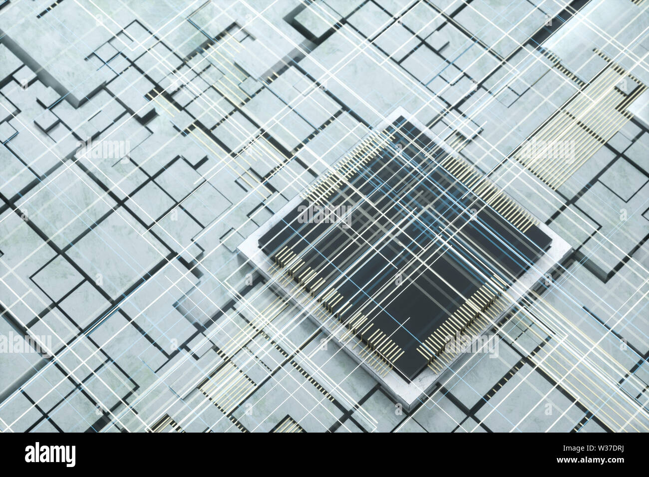 Circuit board and electronic lines background, 3d rendering. Computer ...