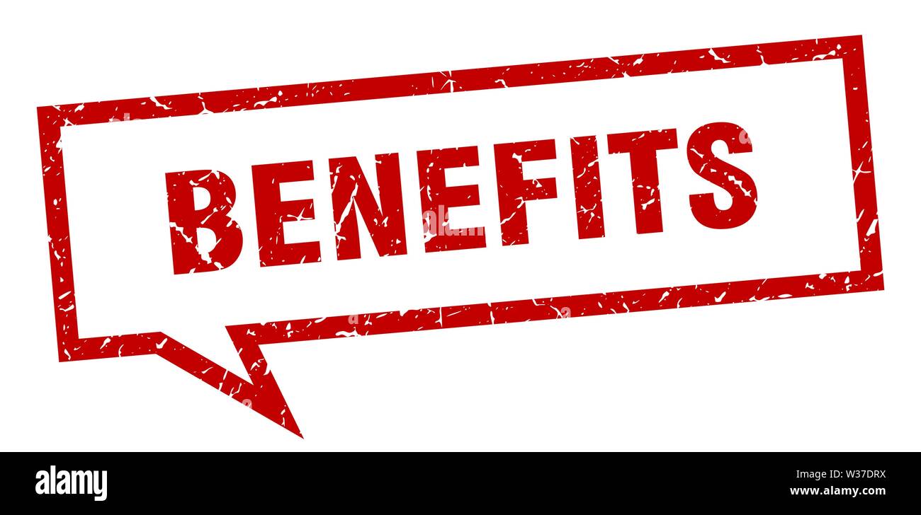 benefits sign. benefits square speech bubble. benefits Stock Vector ...