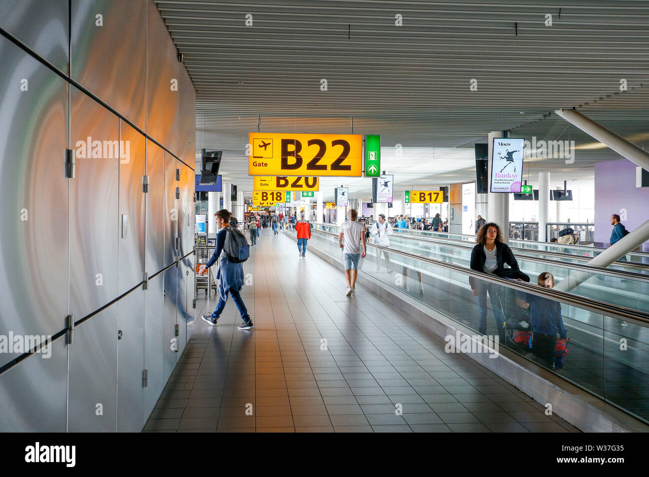 SCHIPHOL, 13-07-2019, Schiphol Airport Air port Airfield. Escalator for ...