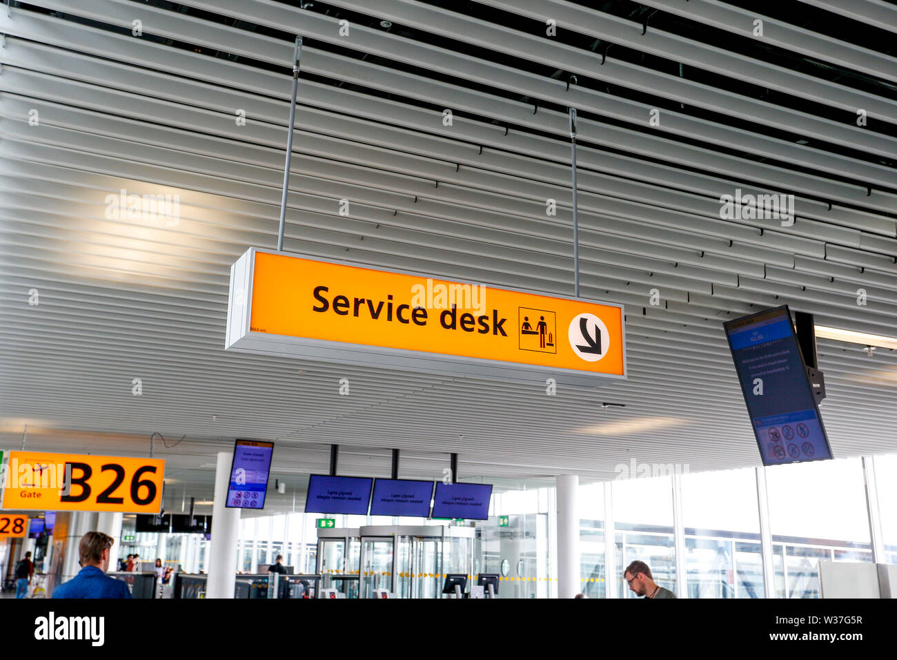 SCHIPHOL, 13-07-2019, Schiphol Airport Air port Airfield. Sign shows ...