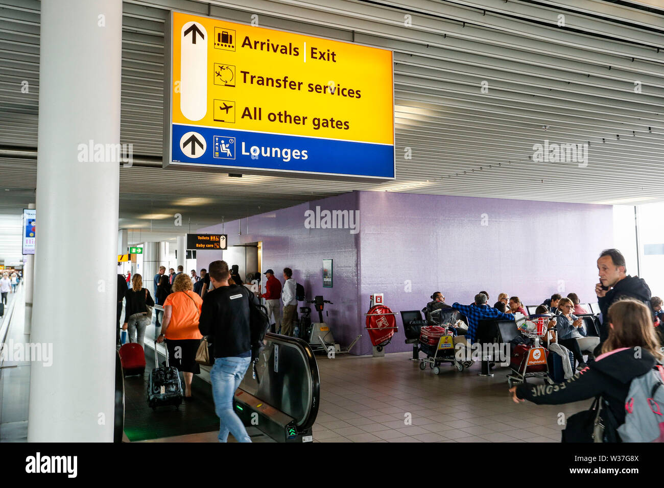 SCHIPHOL, 13-07-2019, Schiphol Airport Air port Airfield. Sign shows ...
