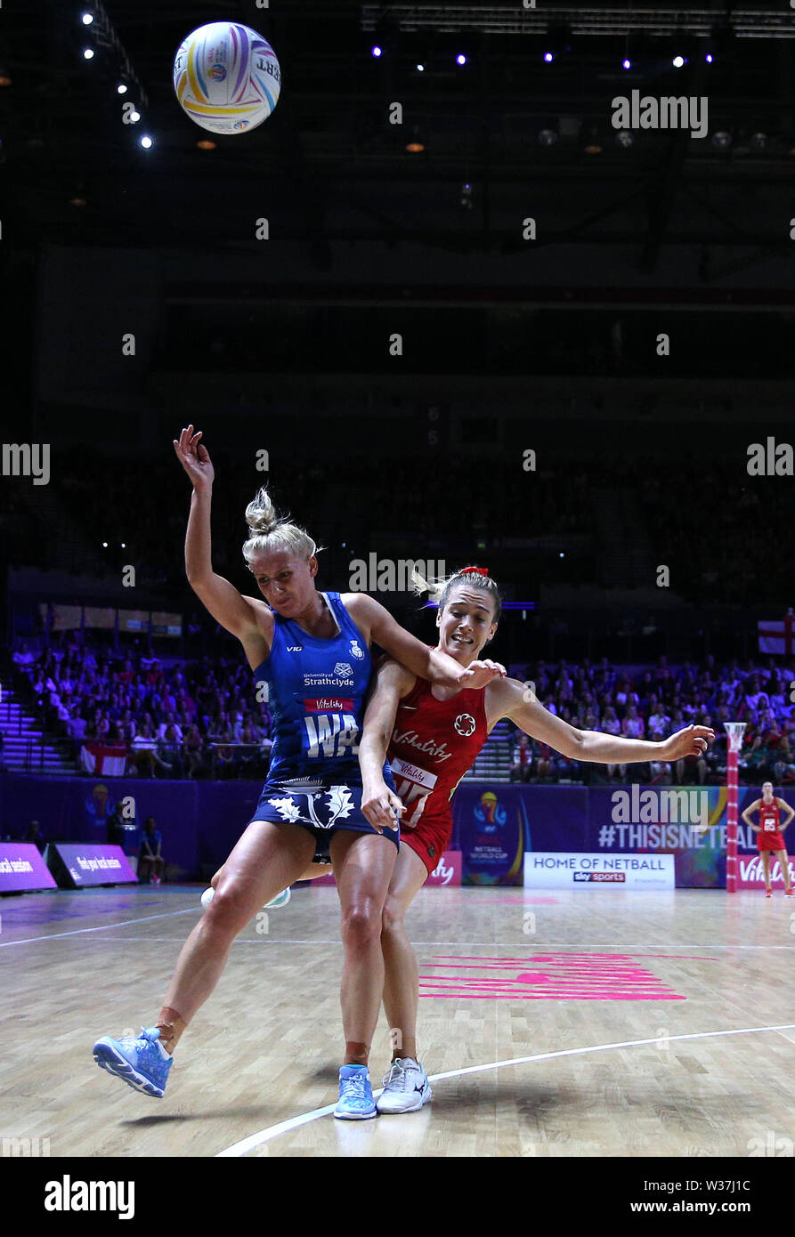 England's Natalie Panagarry (right) and Scotland's Nicola McCleery ...