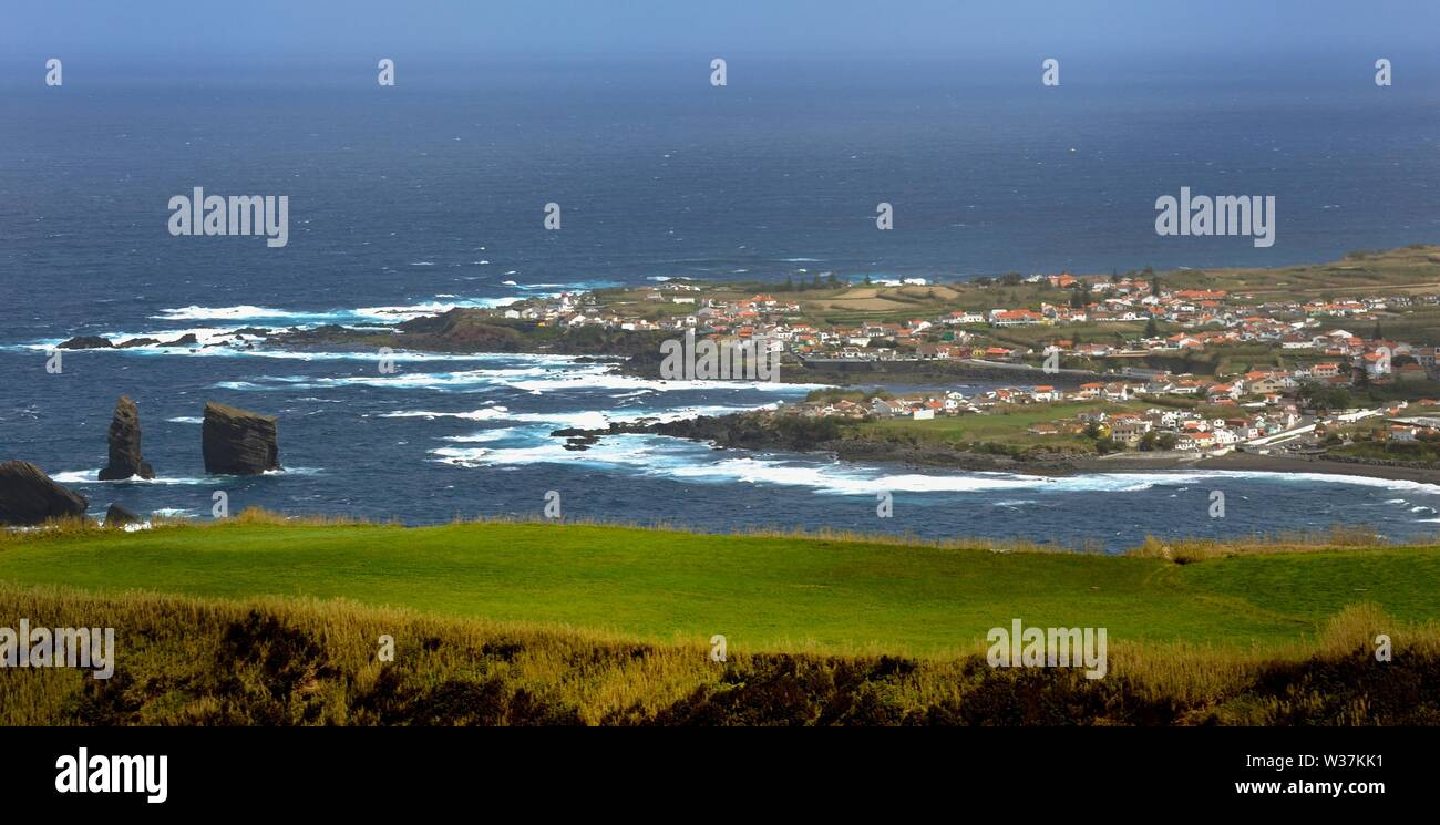 Azores - 23rd April 2019:White water waves on the coastline of the ...