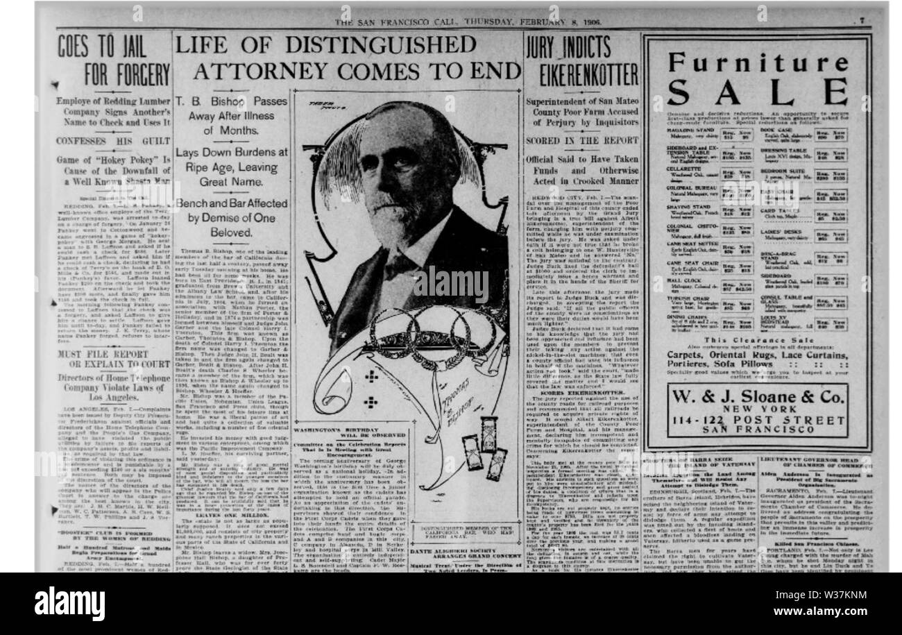 The San Francisco Call newspaper front page, thursday, feb 8 1906 ...