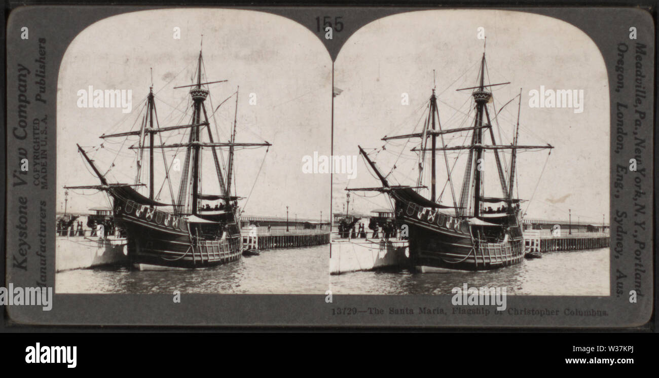 The Santa Maria, flagship of Christopher Columbus, from Robert N Dennis ...