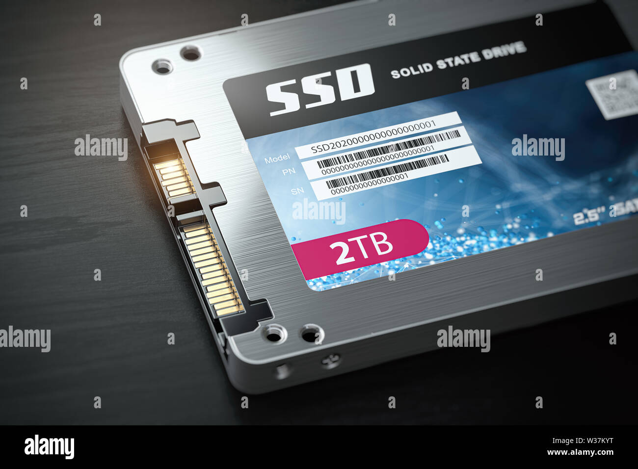 SSD state solid drives disk on black background. 3d illustration Stock ...
