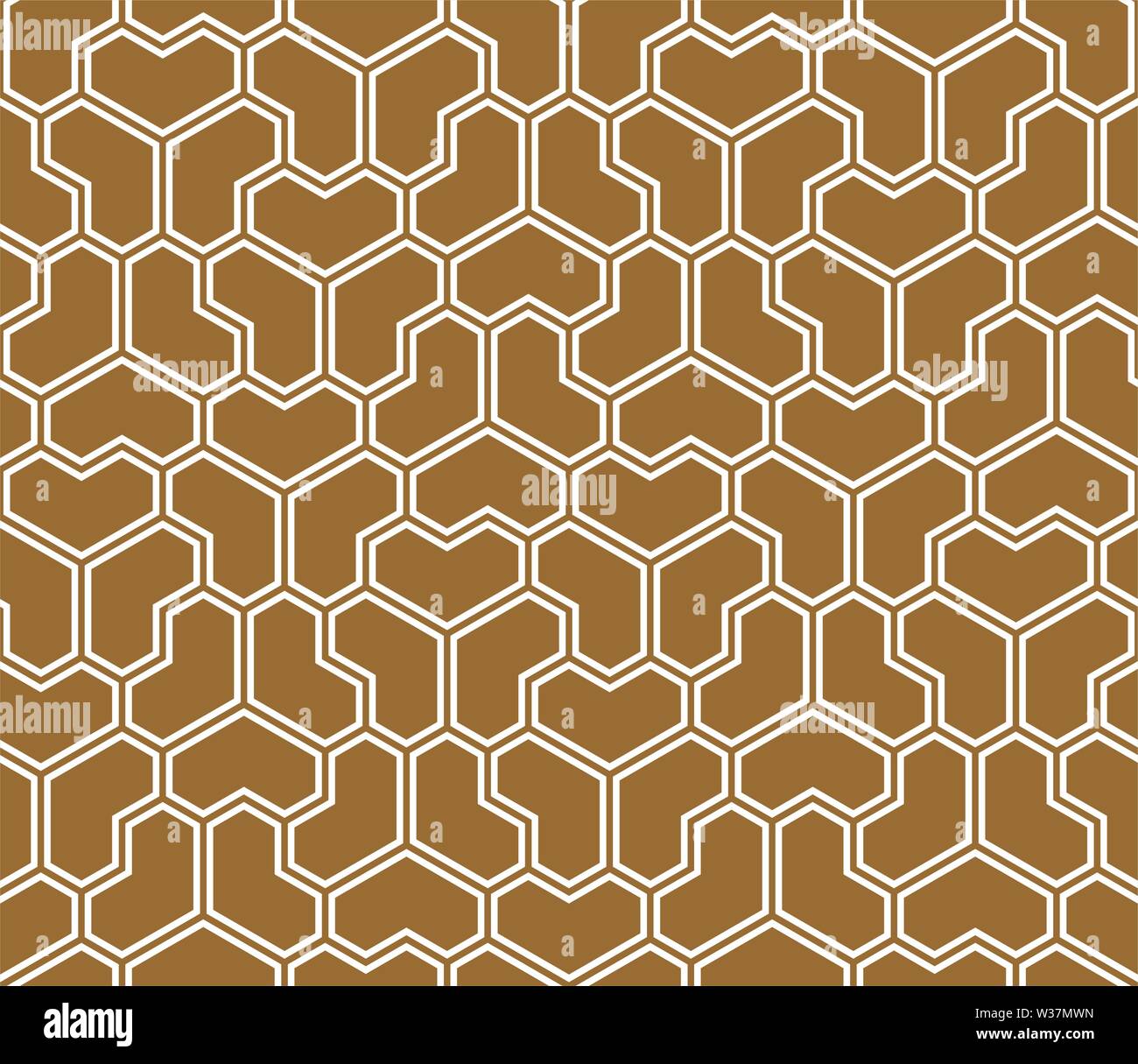 Seamless geometric pattern.Average doubled thickness lines.Golden color ...