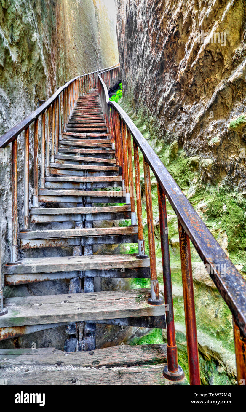 Beautiful view with stairs in the cave Stock Photo - Alamy