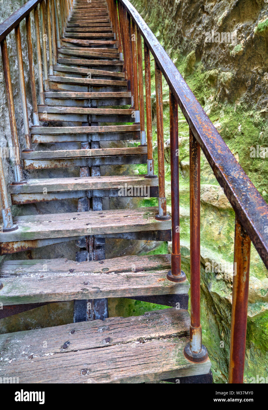 Beautiful view with stairs in the cave Stock Photo - Alamy
