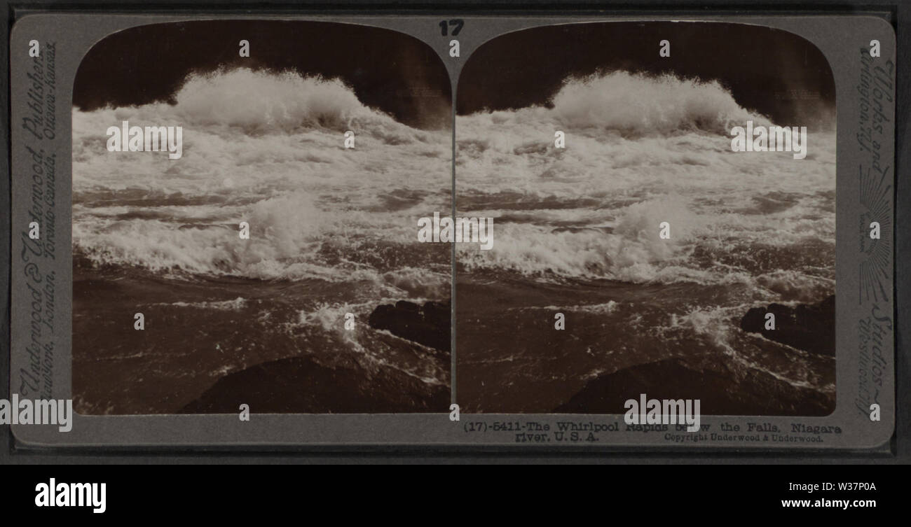 The Whirlpool Rapids, below the Falls, Niagara River, USA, by Underwood ...