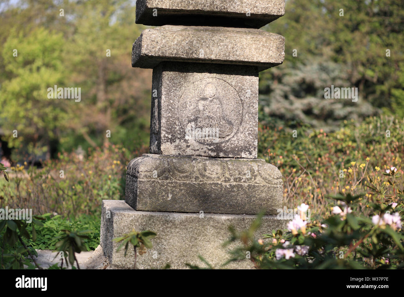 stone column in japan garden Stock Photo - Alamy