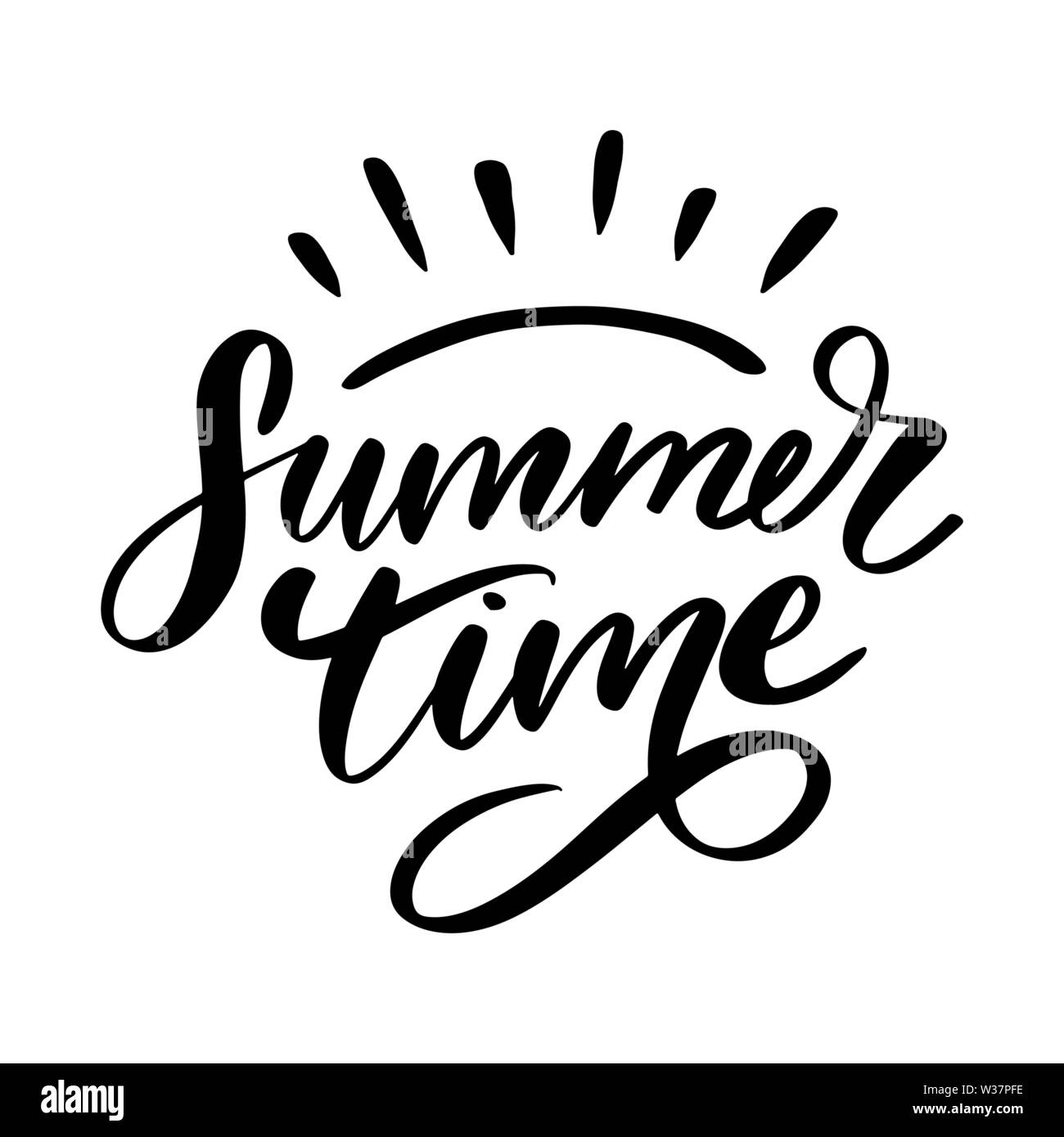 Summer time vector text lettering calligraphy letters black Stock ...