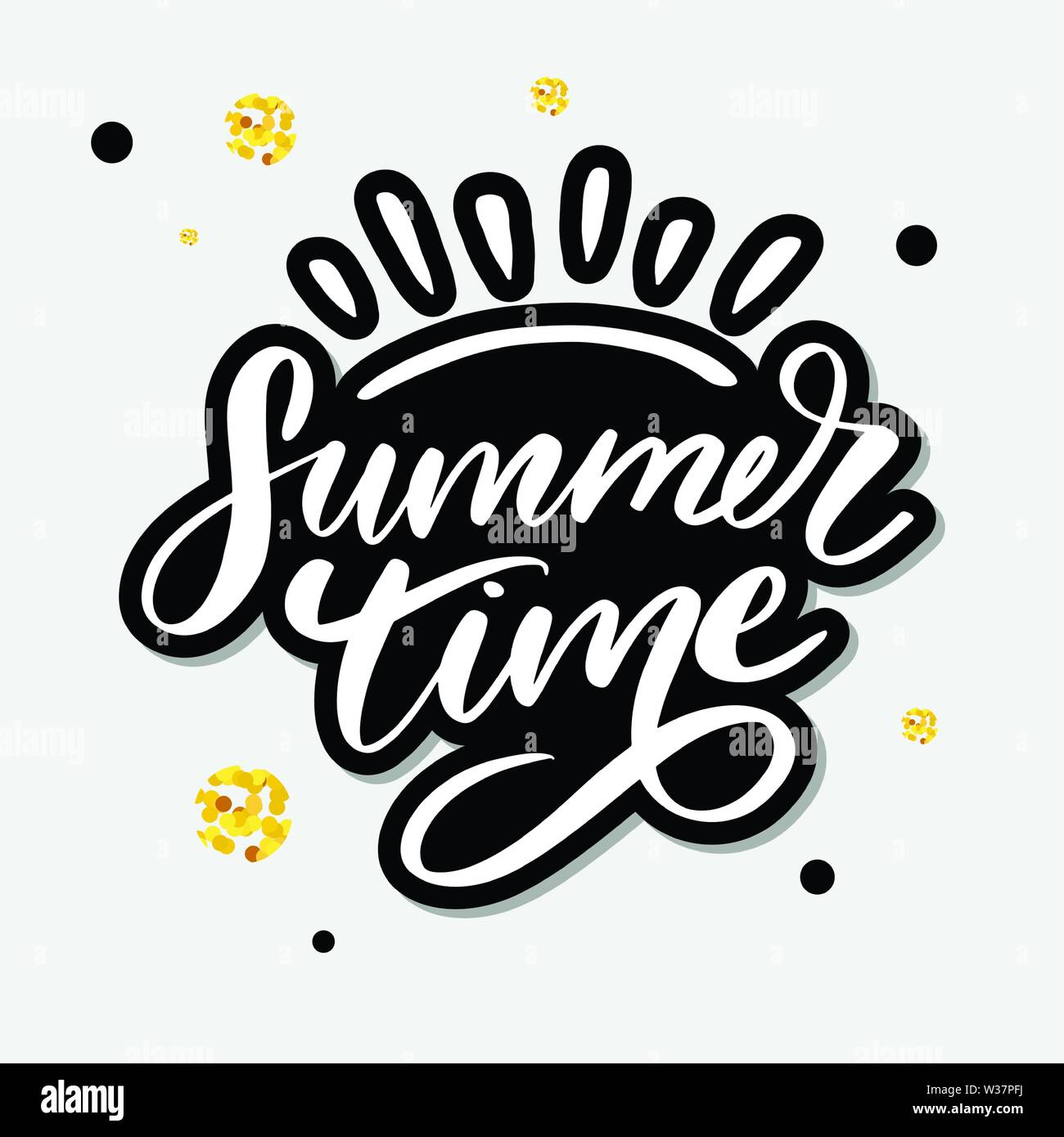 Summer time vector text lettering calligraphy letters black Stock ...