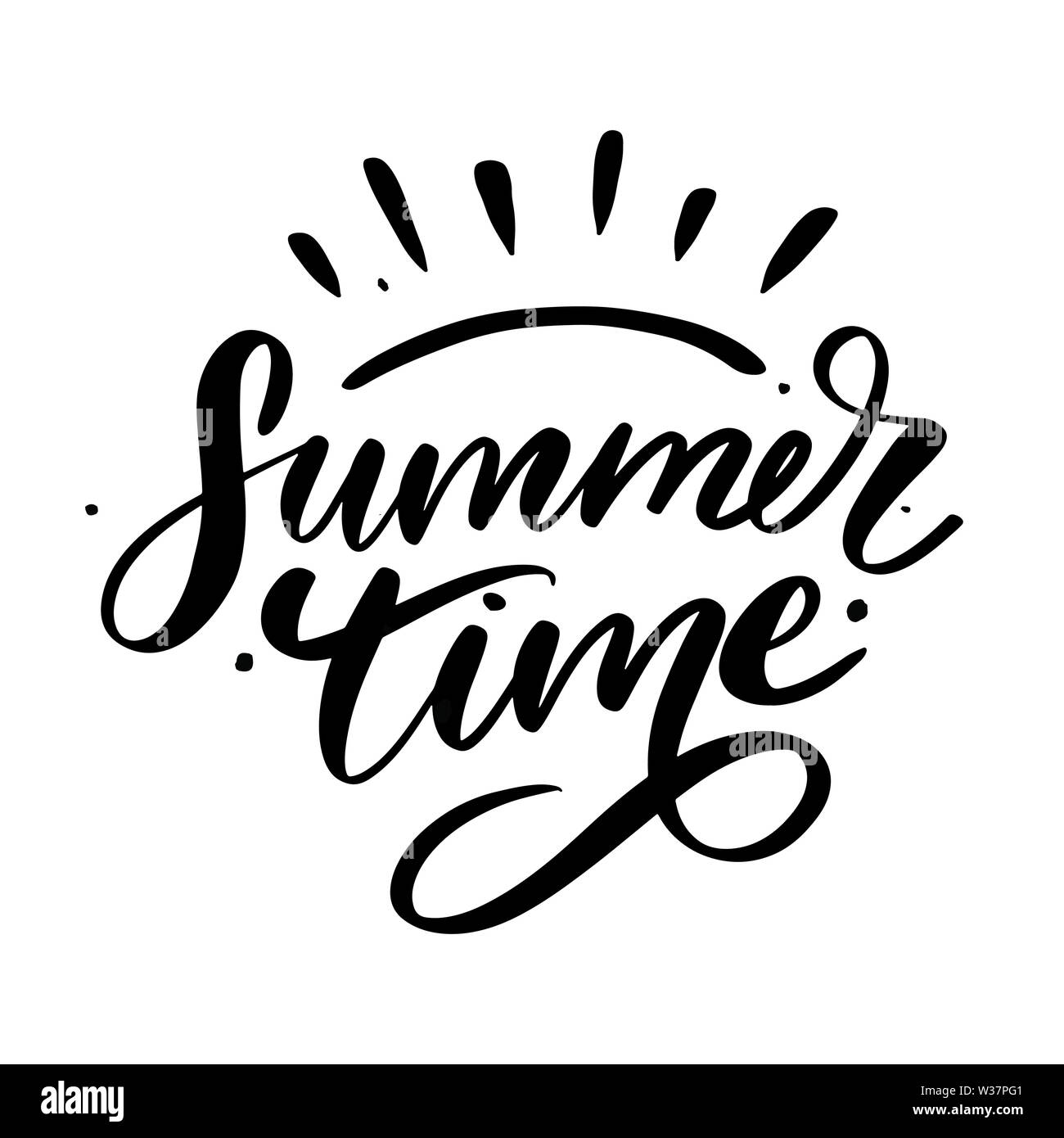 Summer time vector text lettering calligraphy letters black Stock ...