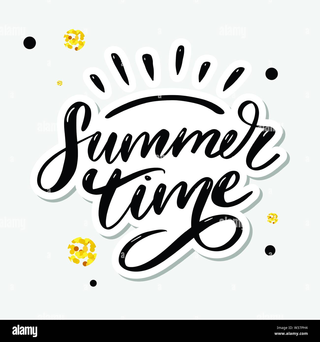 Summer time vector text lettering calligraphy letters black Stock ...