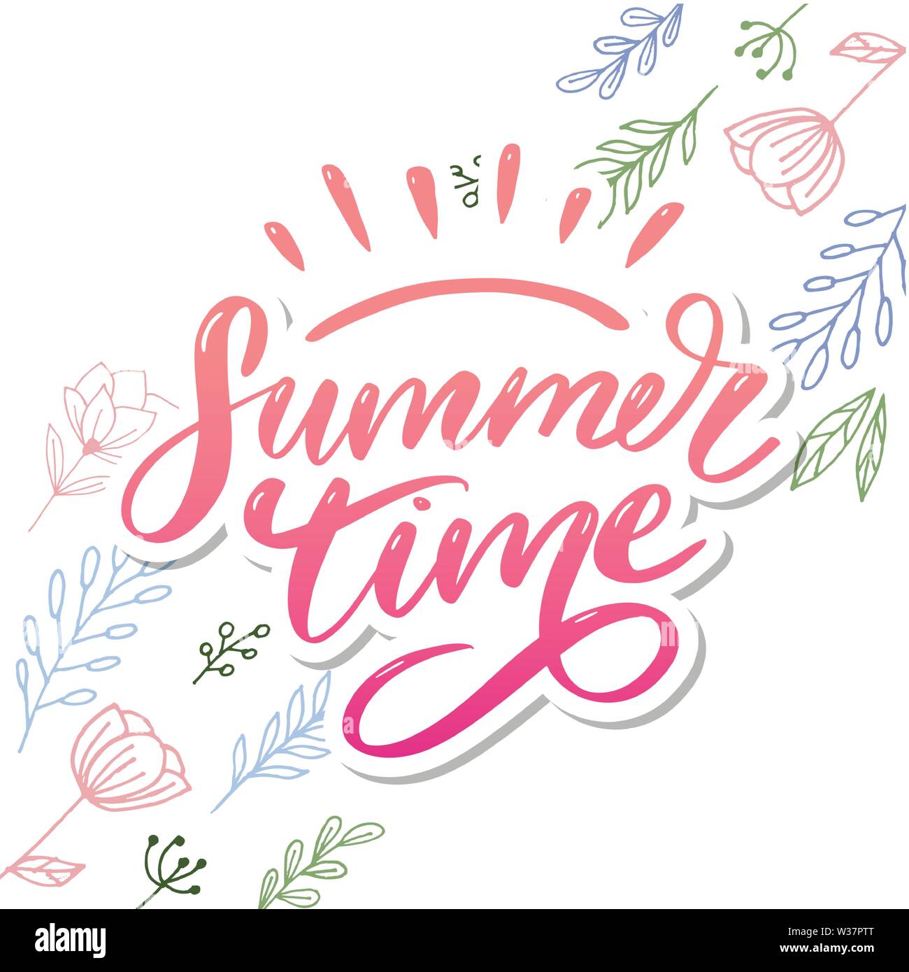 Summer time vector text lettering calligraphy letters black Stock ...