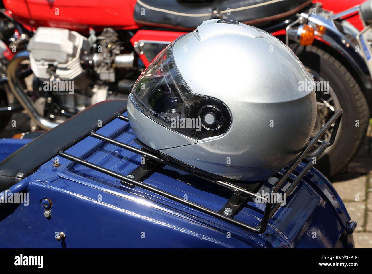 Details of a motorcycle with a stroller Stock Photo - Alamy