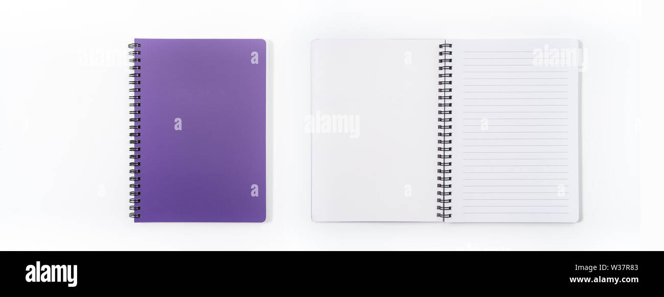 Business concept - Top view collection of spiral kraft notebook front ...