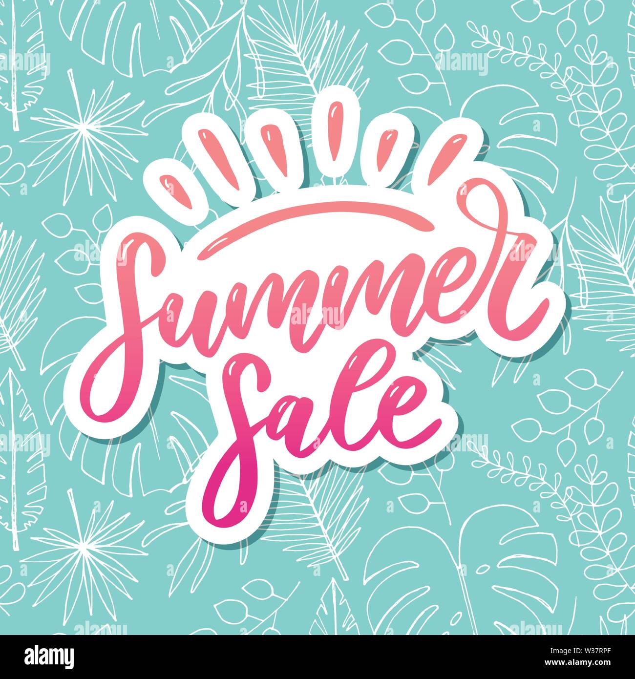 Vector word sale .Letters made of flowers and leaves on a white ...