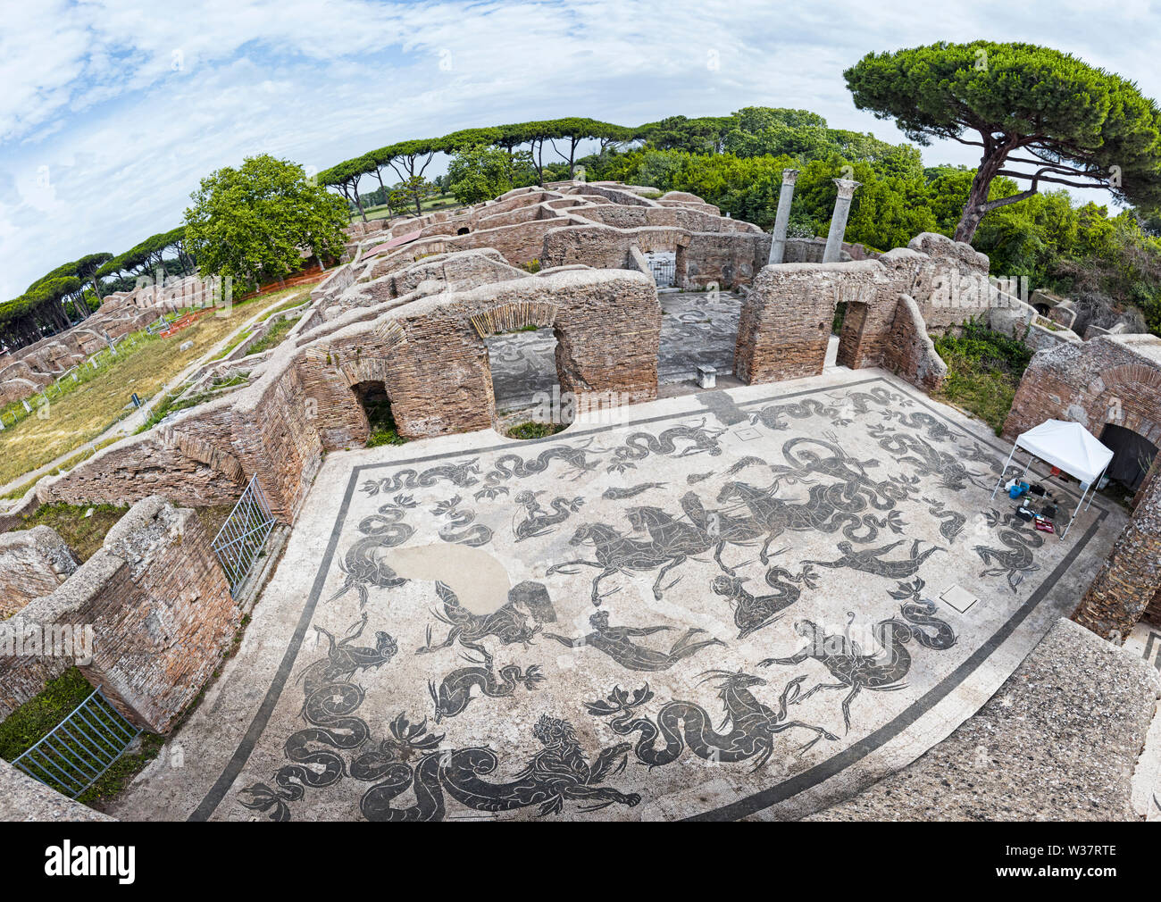 Panoramic view of the thermal baths of Neptune in the archaeological ...