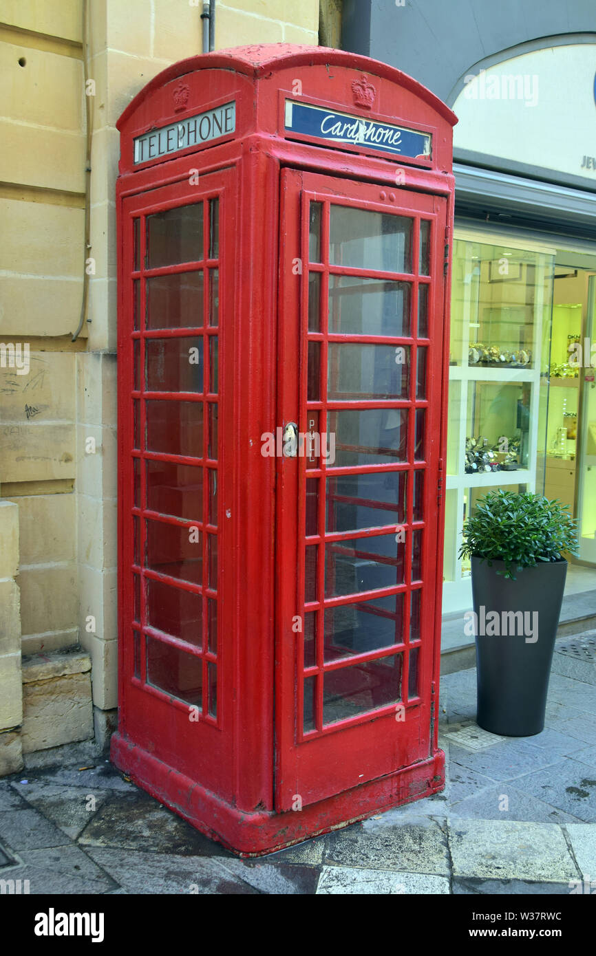 Old red telephone box, Valletta, Malta, Europe Stock Photo - Alamy