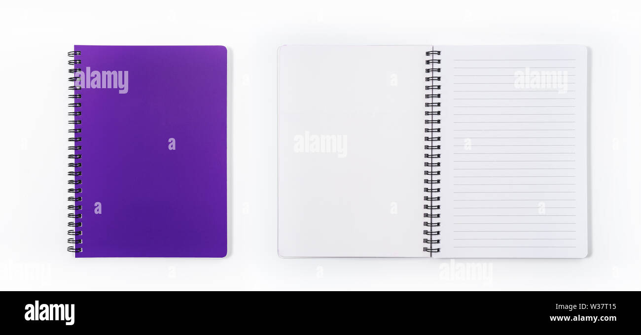 Business concept - Top view collection of spiral kraft notebook front ...