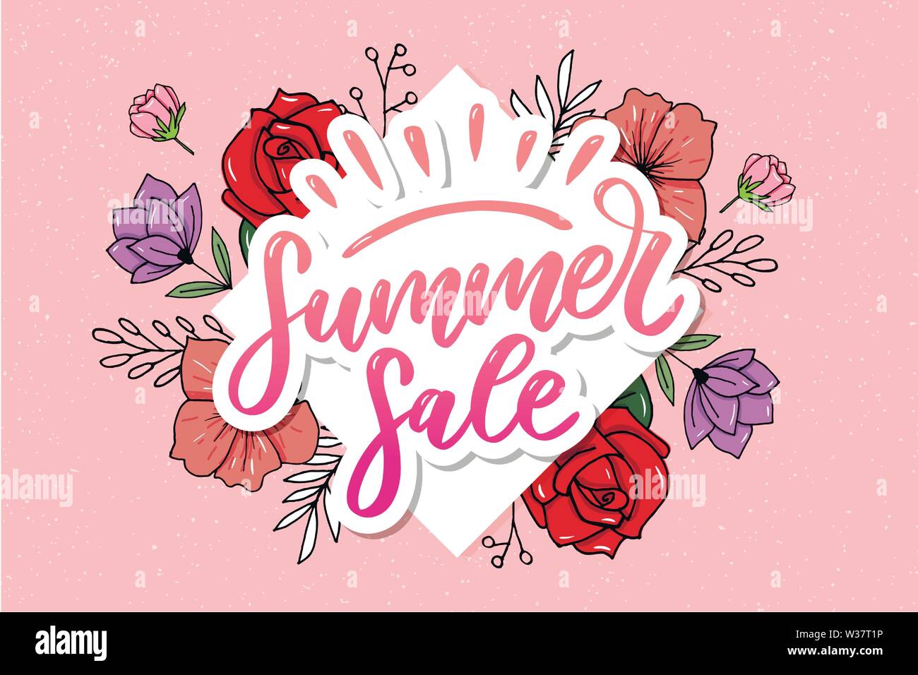 Vector word sale .Letters made of flowers and leaves on a white ...